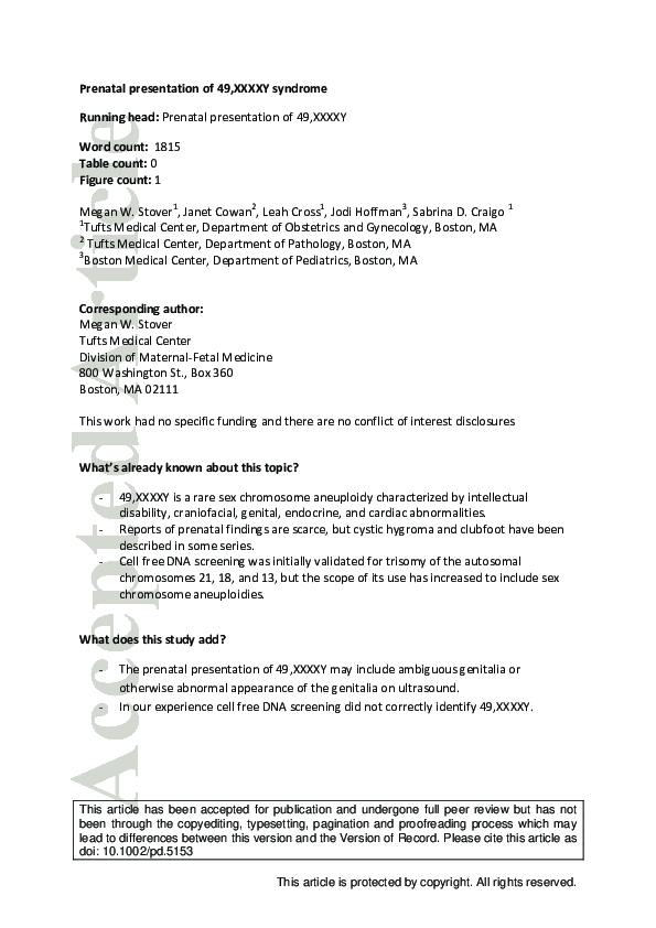 (PDF) Prenatal presentation of 49,XXXXY syndrome