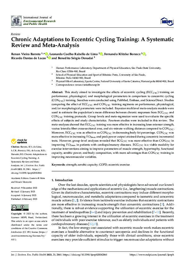 (PDF) Chronic Adaptations to Eccentric Cycling Training: A Systematic ...