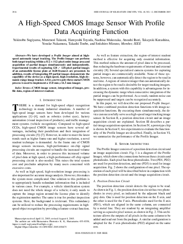 (PDF) A high-speed CMOS image sensor with profile data acquiring function