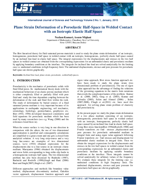 Pdf Quasi Static Deformation Caused By A Long Tensile Dislocation In An Elastic Half Space In