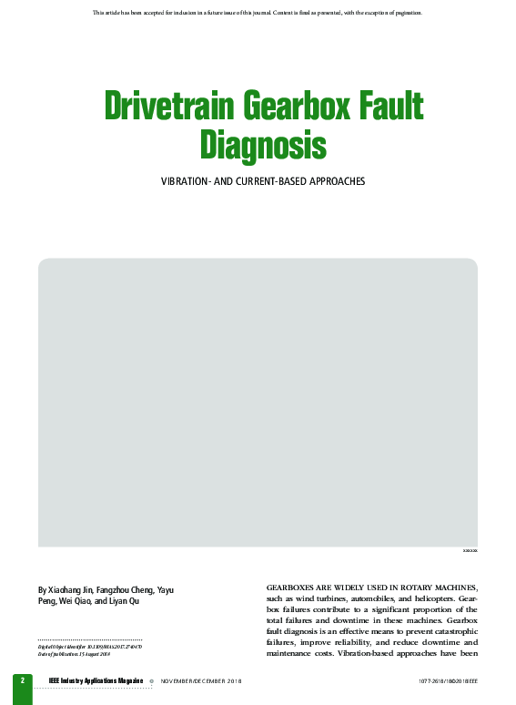 (PDF) Drivetrain Gearbox Fault Diagnosis: Vibration- and Current-Based ...