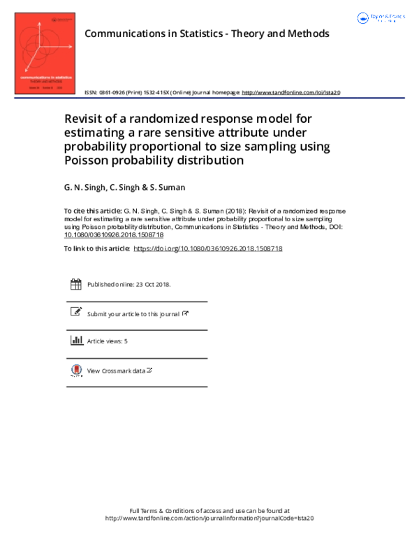 (PDF) Revisit of a randomized response model for estimating a rare ...
