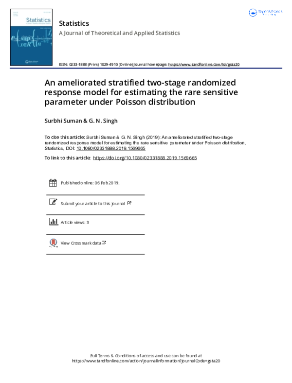 (PDF) An ameliorated stratified two-stage randomized response model for estimating the rare ...