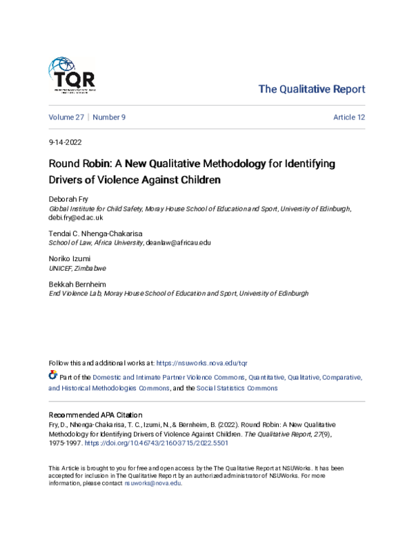 (PDF) Round Robin: A New Qualitative Methodology for Identifying ...