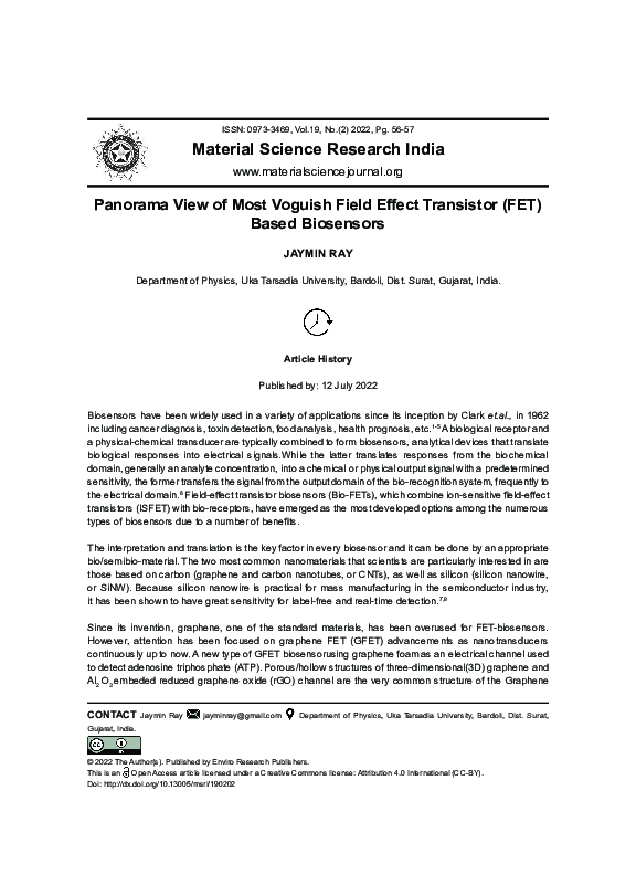 (PDF) Panorama View of Most Voguish Field Effect Transistor (FET) Based ...