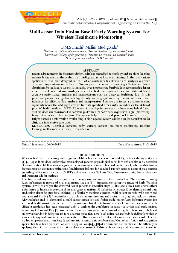 (PDF) Multisensor Data Fusion Based Early Warning System For Wireless Healthcare Monitoring