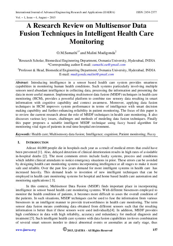 (PDF) A Research Review on Multisensor Data Fusion Techniques in ...