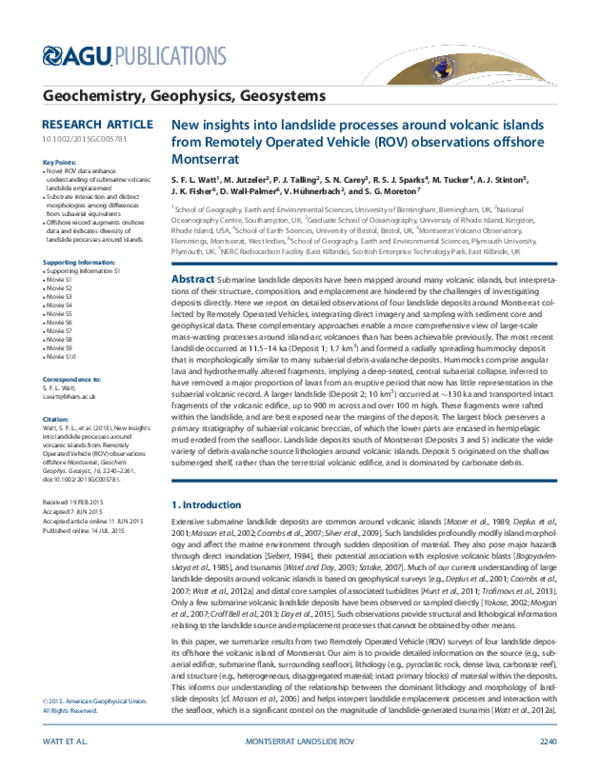 (PDF) New insights into landslide processes around volcanic islands ...