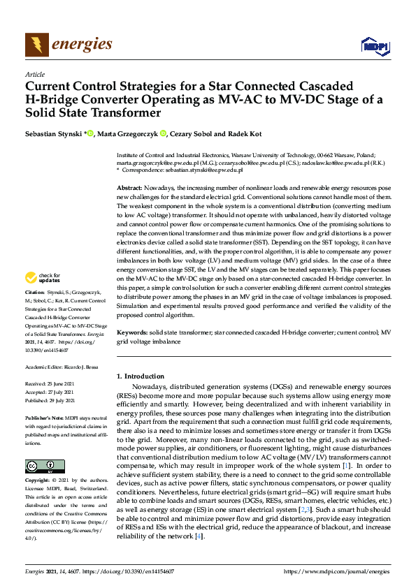 (PDF) Current Control Strategies for a Star Connected Cascaded H-Bridge ...