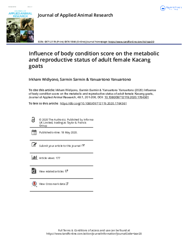 (PDF) Influence of body condition score on the metabolic and ...