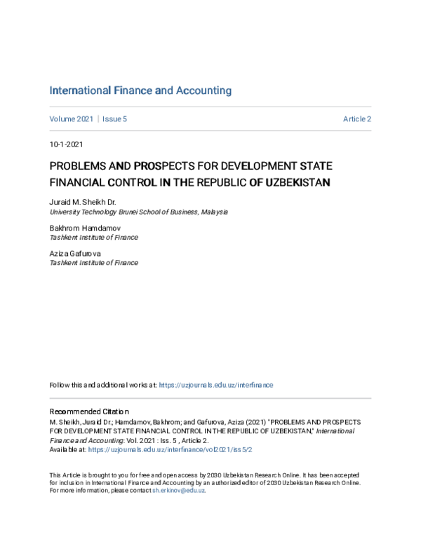 (PDF) Problems and Prospects for Development State Financial Control in ...