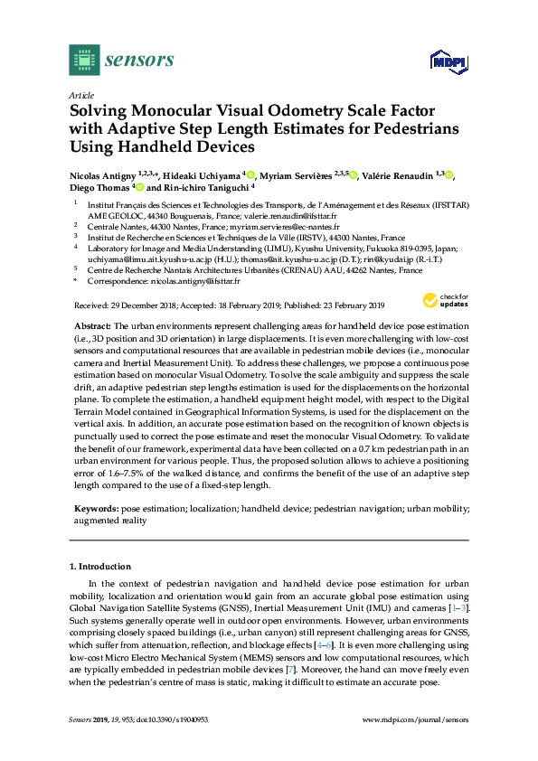 (PDF) Adaptive Step Lengths for Monocular Odometry