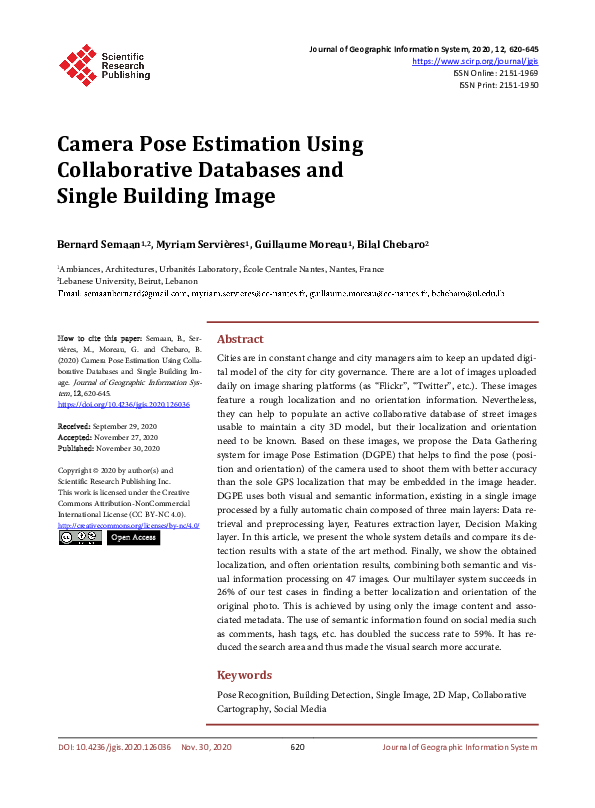 (PDF) Camera Pose Estimation Using Collaborative Databases and Single Building Image