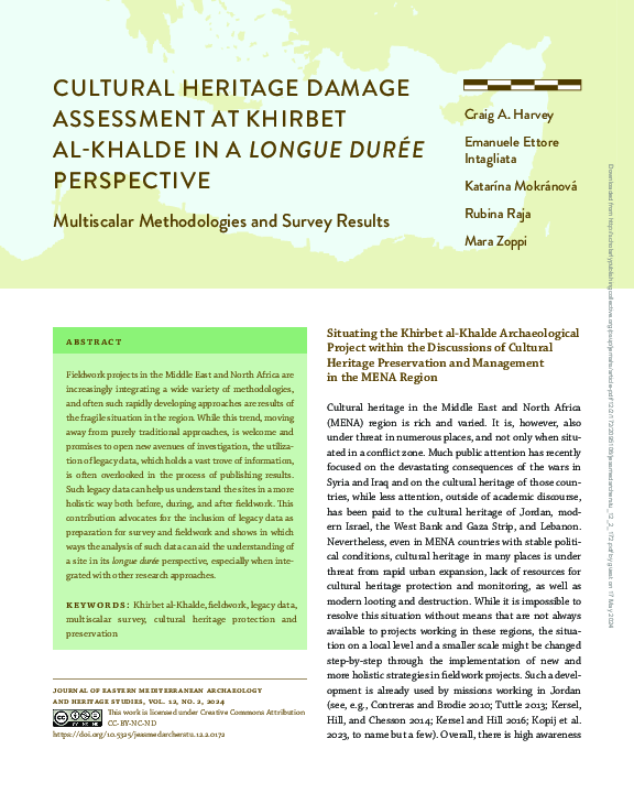 (PDF) Cultural Heritage Damage Assessment at Khirbet al-Khalde in a ...