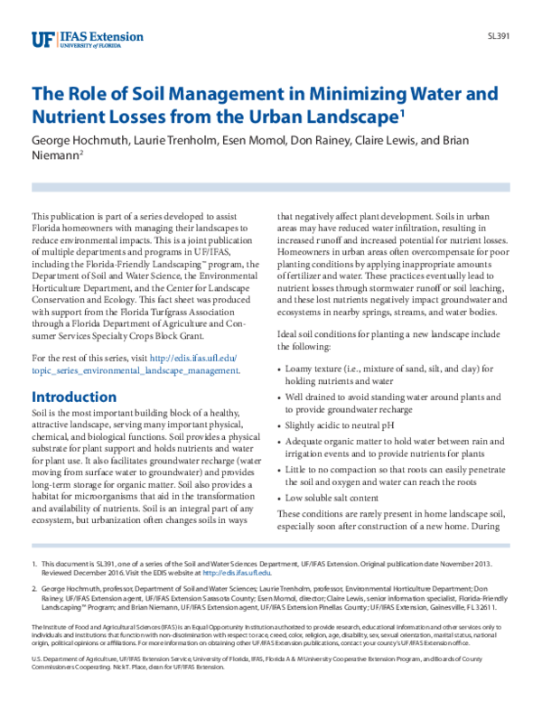 (PDF) The Role of Soil Management in Minimizing Water and Nutrient ...