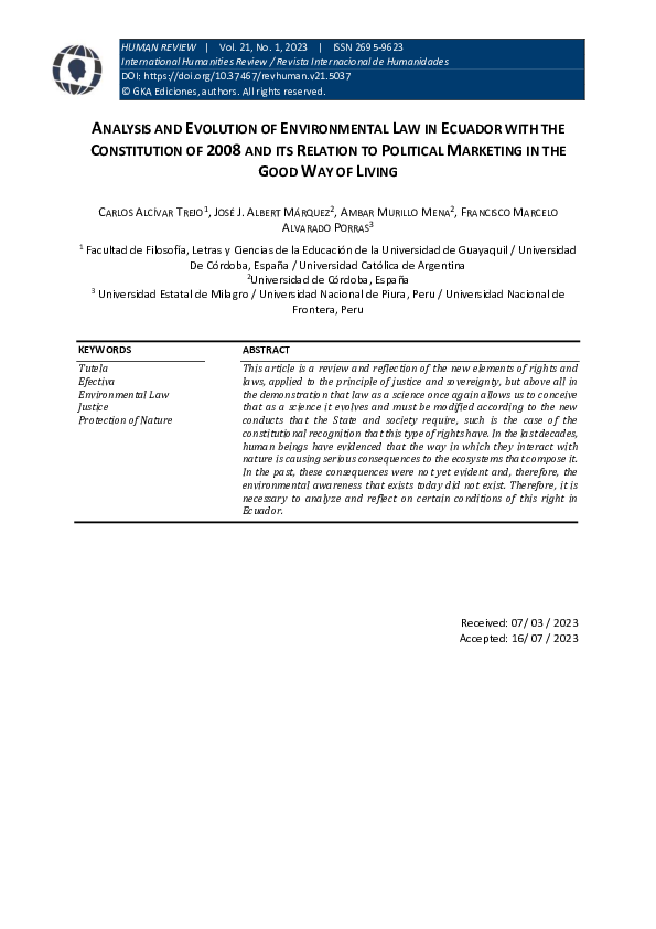 (PDF) Analysis and Evolution of Environmental Law in Ecuador with the ...