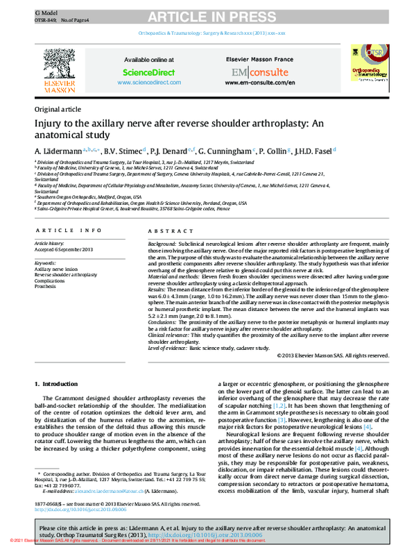 (PDF) Injury to the axillary nerve after reverse shoulder arthroplasty ...