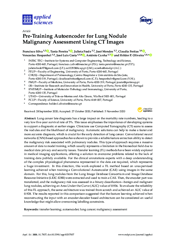 (PDF) Autoencoder for CT-Based Lung Nodule Assessment