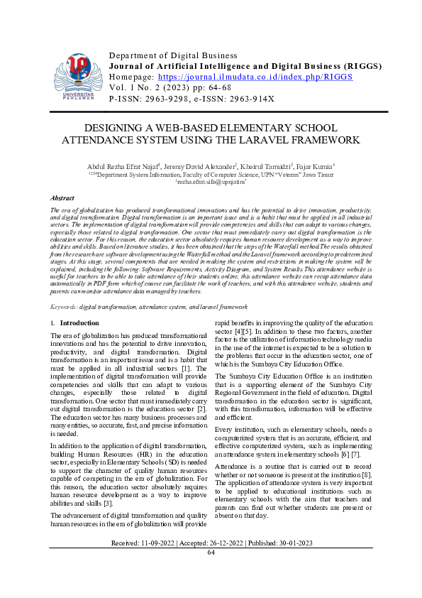 (PDF) Designing a Web-Based Elementary School Attendance System Using ...