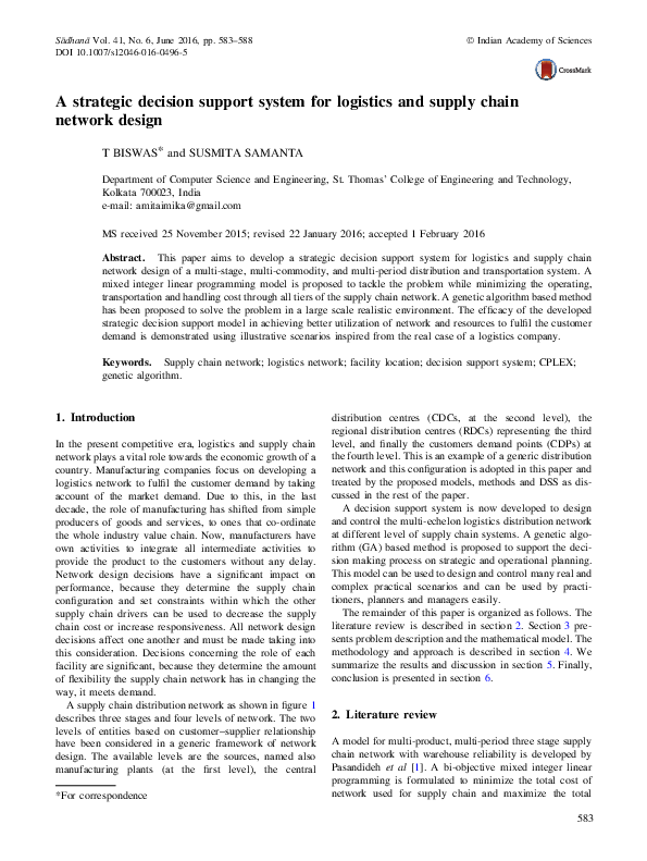 (PDF) A strategic decision support system for logistics and supply ...