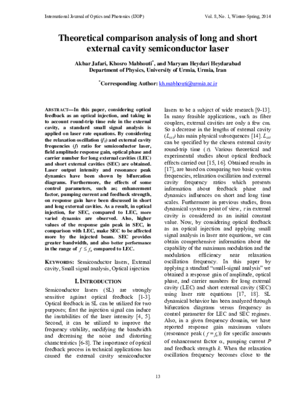 (PDF) Theoretical comparison analysis of long and short external cavity ...