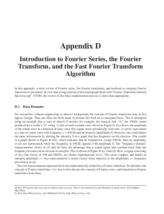 Pdf Appendix D Introduction To Fourier Series The Fourier Transform