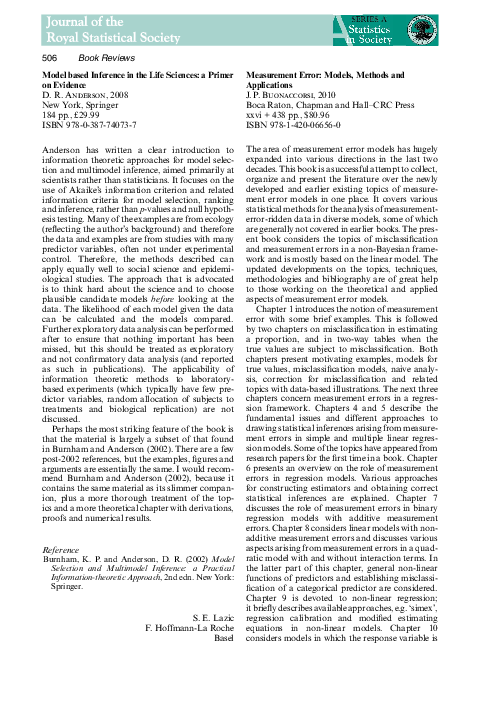 Pdf Measurement Error Models Methods And Applications