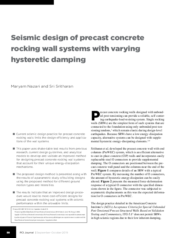 (PDF) Seismic Design Of Precast Concrete Rocking Wall Systems With ...