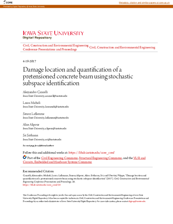 (PDF) Damage location and quantification of a pretensioned concrete beam using stochastic ...