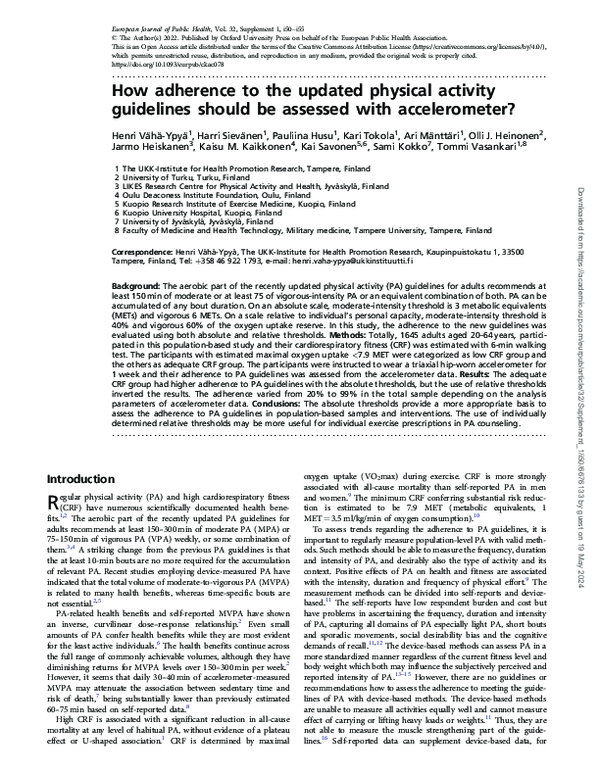 (PDF) How adherence to the updated physical activity guidelines should ...