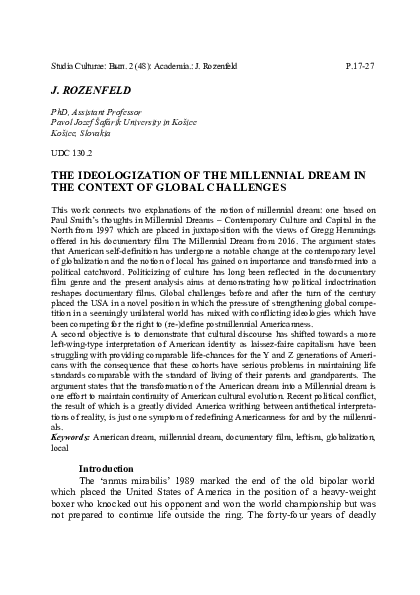 (PDF) The Ideologization of The Millennial Dream in The Context of ...