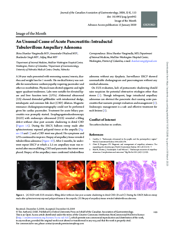 (PDF) An Unusual Cause of Acute Pancreatitis: Intraductal Tubulovillous ...