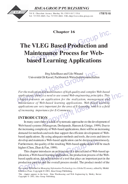 (PDF) The VLEG Based Production and Maintenance Process for Web-based Learning Applications ...