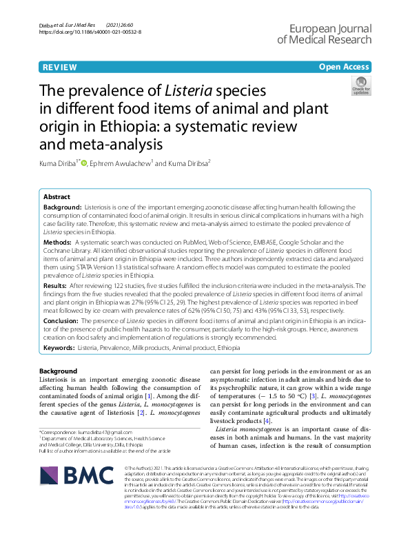 (PDF) The prevalence of Listeria species in different food items of ...