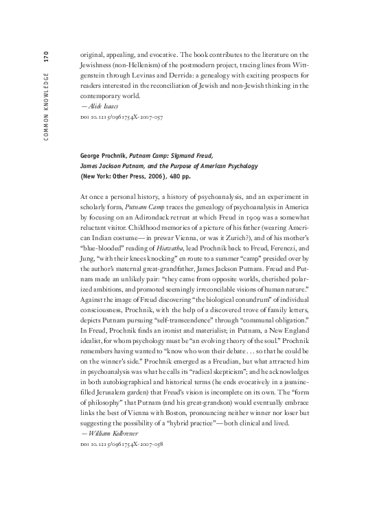 (PDF) Putnam Camp: Sigmund Freud, James Jackson Putnam, and the Purpose ...