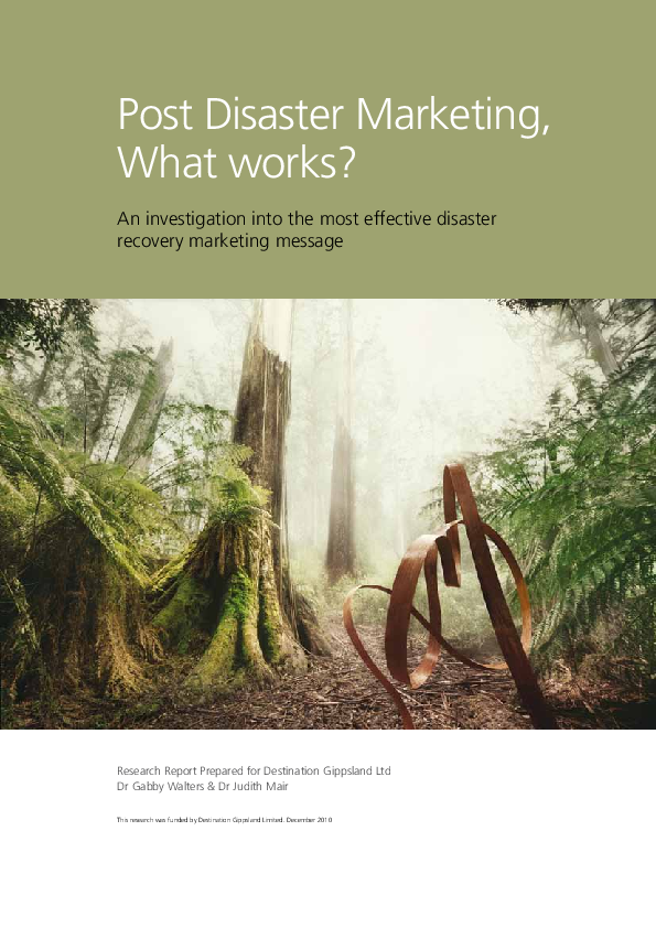 (PDF) Post Disaster Marketing, What works?