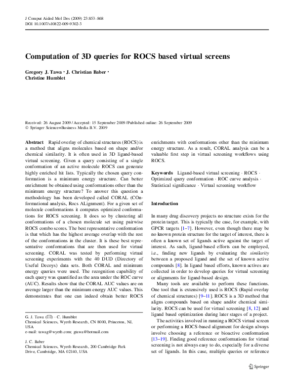 (PDF) Computation of 3D queries for ROCS based virtual screens