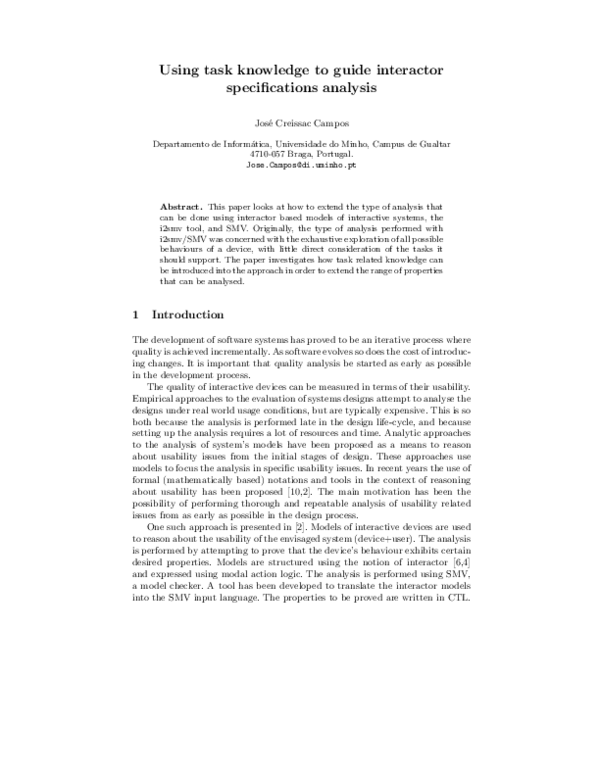 (PDF) Using Task Knowledge to Guide Interactor Specifications Analysis