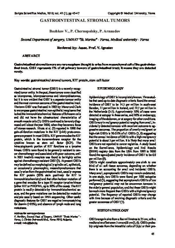 (PDF) Gastrointestinal stromal tumors