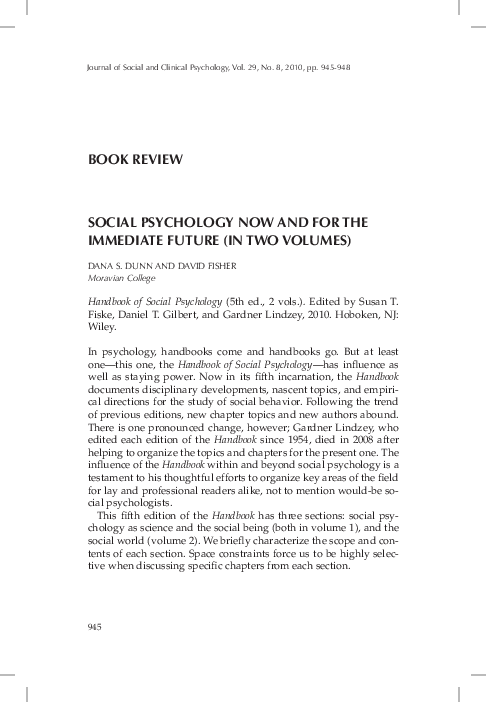 (PDF) Handbook of Social Psychology(5th ed., 2 vols.). Edited by Susan ...
