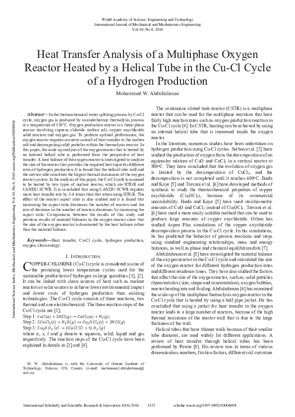 (PDF) Heat Transfer Analysis of a Multiphase Oxygen Reactor Heated by a ...