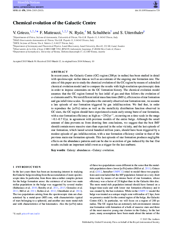 (PDF) Chemical evolution of the Galactic Centre