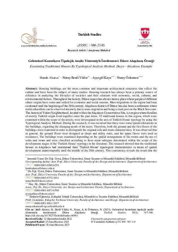 (PDF) Geleneksel Konutların Tipolojik Analiz Yöntemiyle İncelenmesi ...