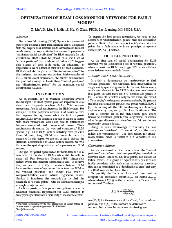 (PDF) Optimization of Beam Loss Monitor network for fault modes