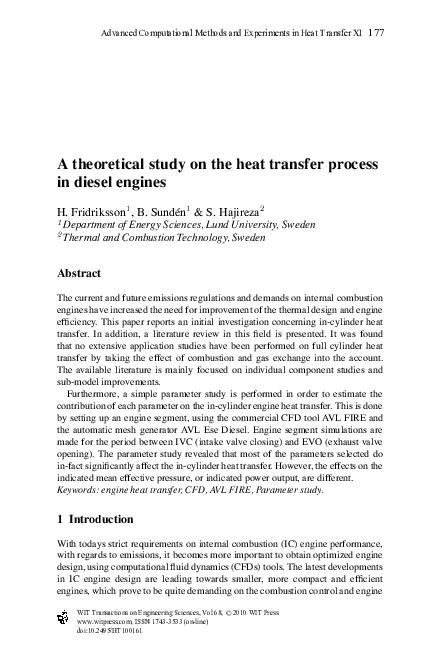 (PDF) A theoretical study on the heat transfer process in diesel engines