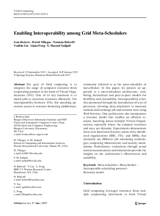 (PDF) Enabling Interoperability among Grid Meta-Schedulers