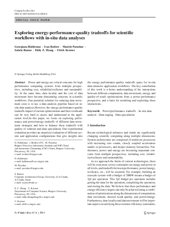 (PDF) Exploring energy-performance-quality tradeoffs for scientific workflows with in-situ data ...