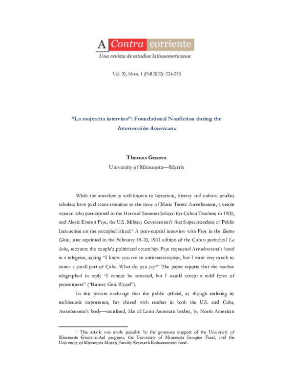 (PDF) "La mujercita intervino": Foundational Nonfiction during the ...