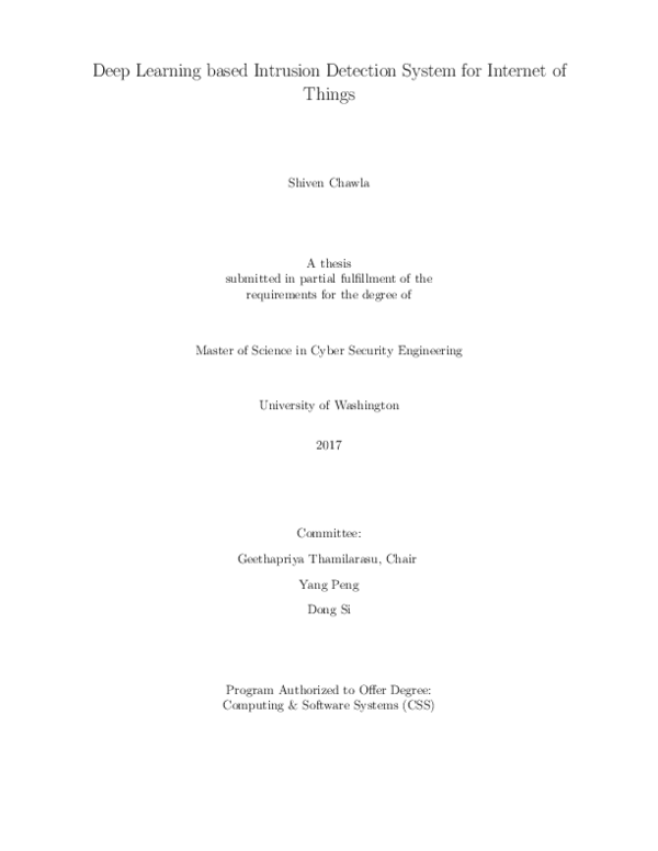 (PDF) Deep Learning based Intrusion Detection System for Internet of Things