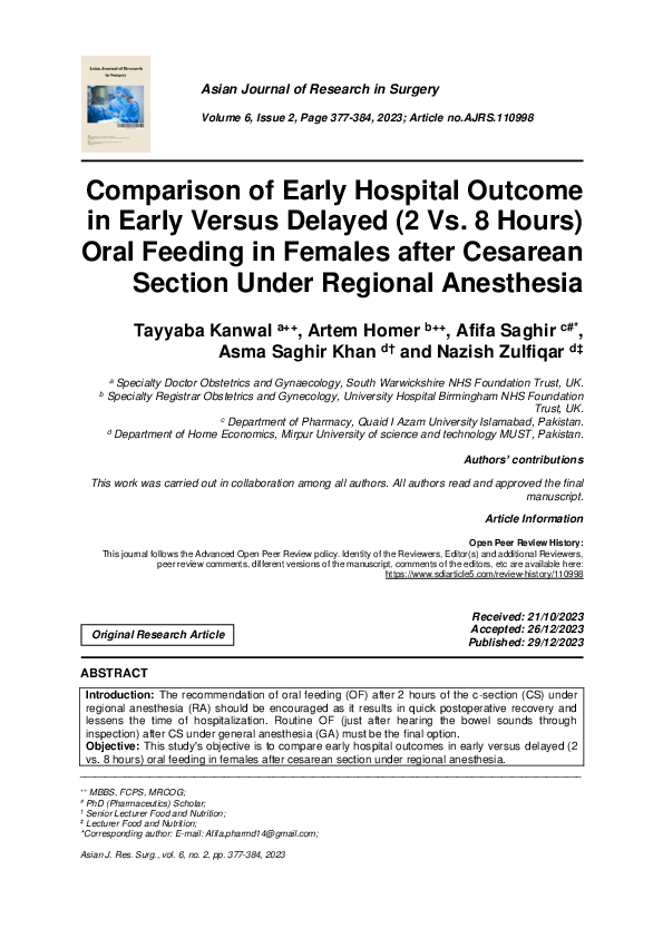 (PDF) Comparison of Early Hospital Outcome in Early Versus Delayed (2 ...